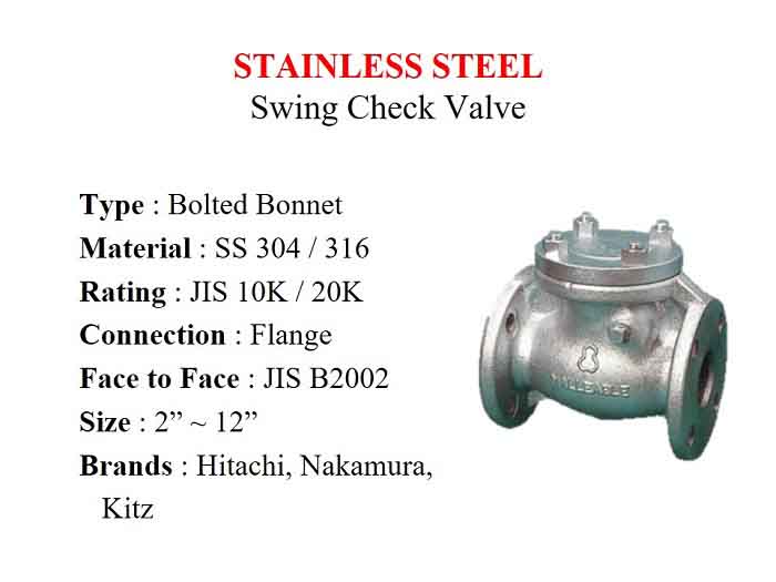 Stainless Steel Swing Check Valve / SS 304 10 Bar, Flange 2" ~ 12 ...