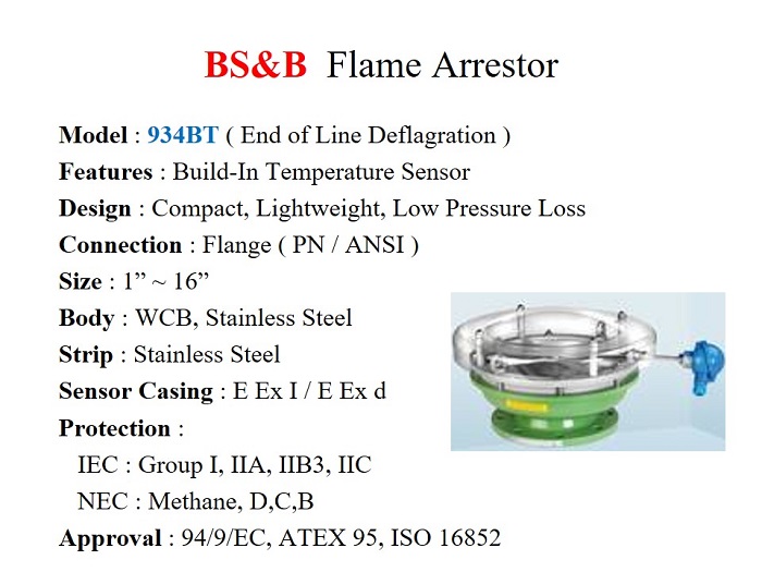Flame Arrestor 934BT series / Group I, IIA, IIB3, IIC, Flange 1" ~ 16 ...
