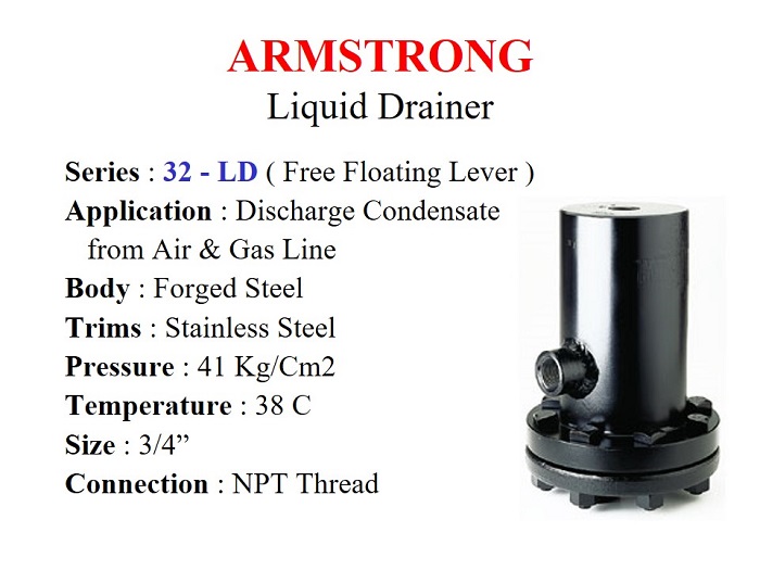 Liquid Drainer - Armstrong 32-LD / Forged Steel 41 Bar Screw & Socket ...