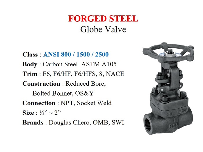 Forged Steel Globe Valve / ANSI 800 ~ 2,500, SC/SW 1/2" ~ 1" - Douglas ...