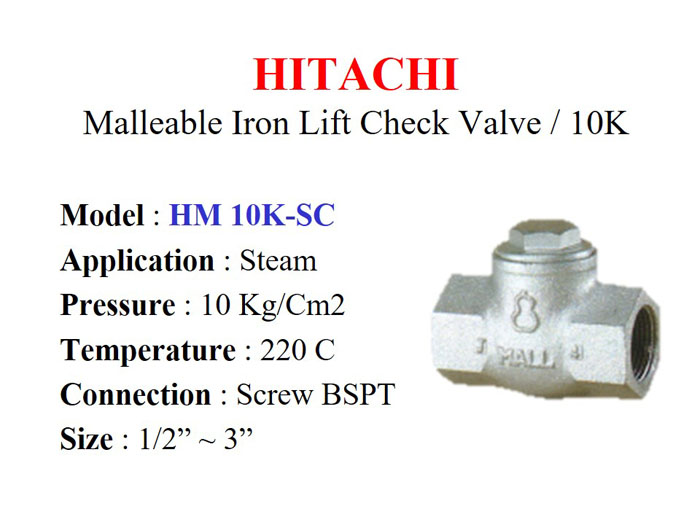 Malleable Iron Check Valve - Hitachi HM 10K-SC / 10 Bar, Screw | Gamako ...