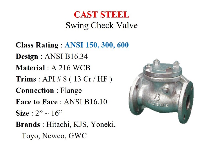 Cast Carbon Steel Swing Check Valve / ANSI 150 ~ 600 | Gamako Ekakarsa
